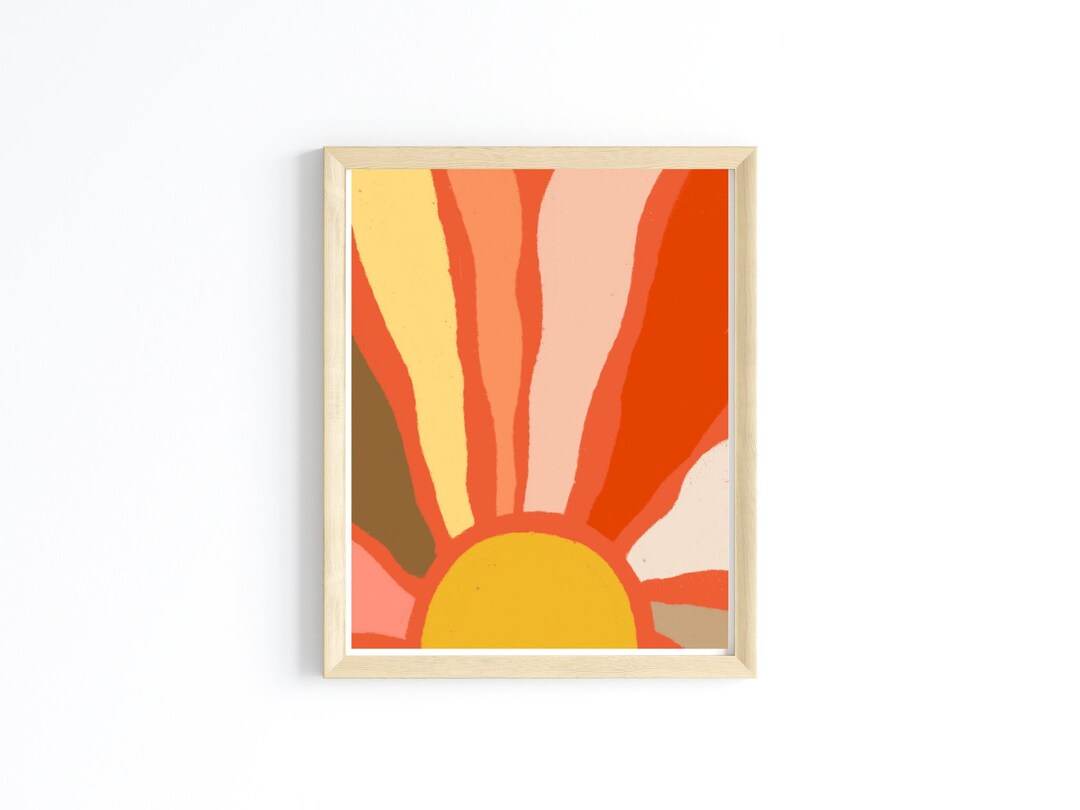 Bright Boho Sun Illustration Art Print, Digital Download, Boho ...