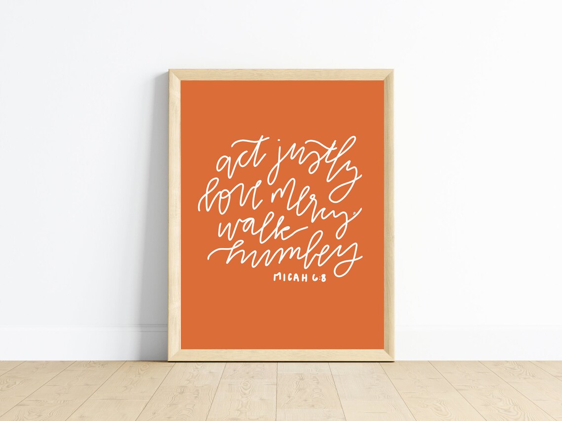 Bible Verse Wall Art Micah 6:8 Quote Christian Modern Art Maximalist ...