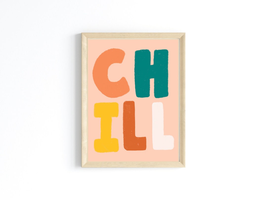 Chill Abstract Mid Century Art Print, Cute Aesthetic Phrase Design ...
