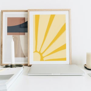 Bright Yellow Boho Sun Illustration Art Print, Digital Download, Boho ...