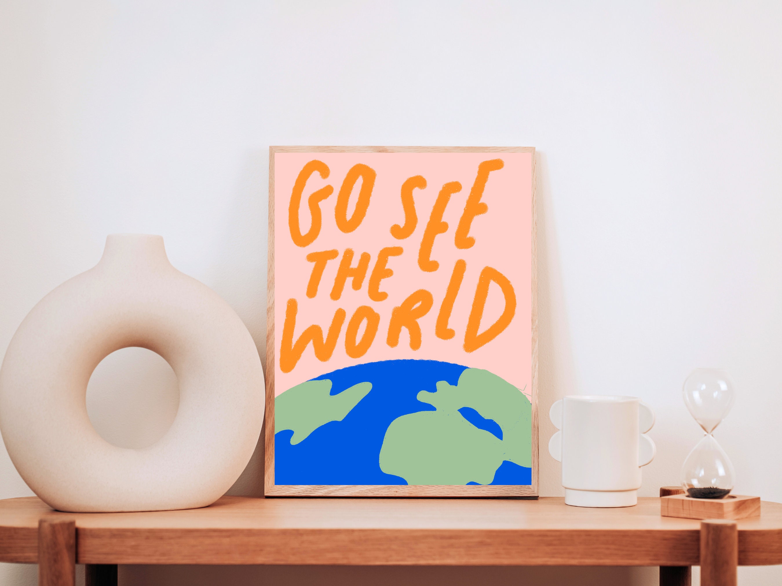 Go See the World Travel Quote Print – Maximalist Digital Print – Preppy ...