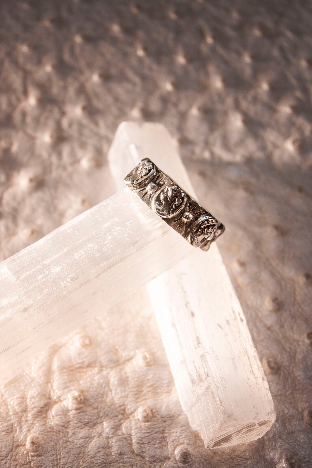 Artisan Made Solid Silver Cameo Carousel Ring Size 5 Sterling Silver ...