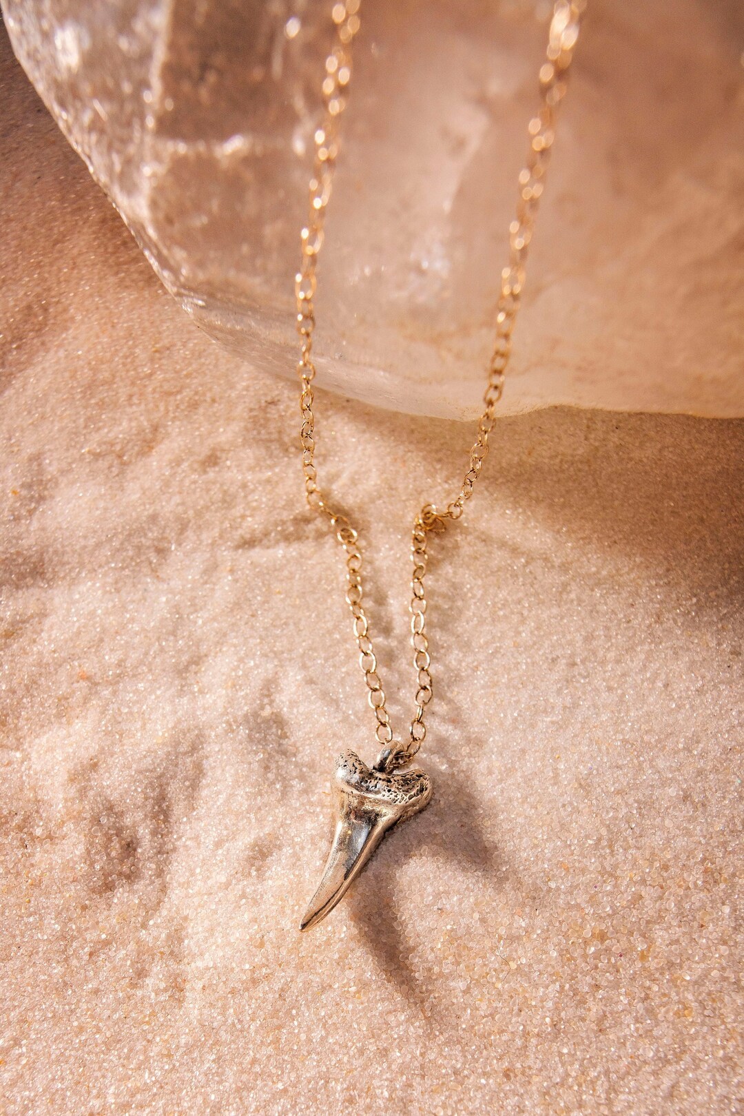 Artisan Made Solid Sterling Silver Sand Shark Tooth Pendant With ...