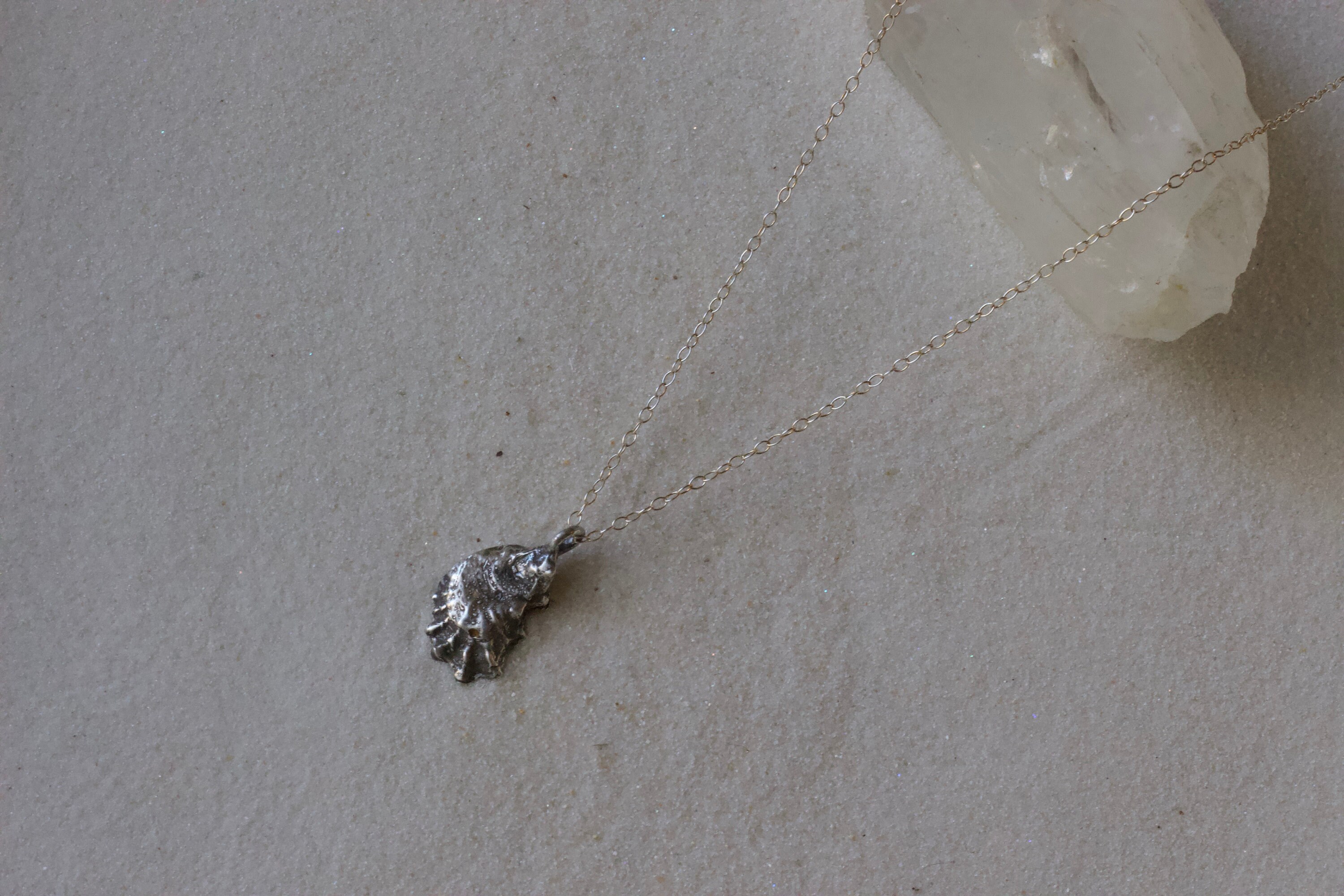 Artisan Made Solid Silver Oyster Shell Necklace With Mother of Pearl ...