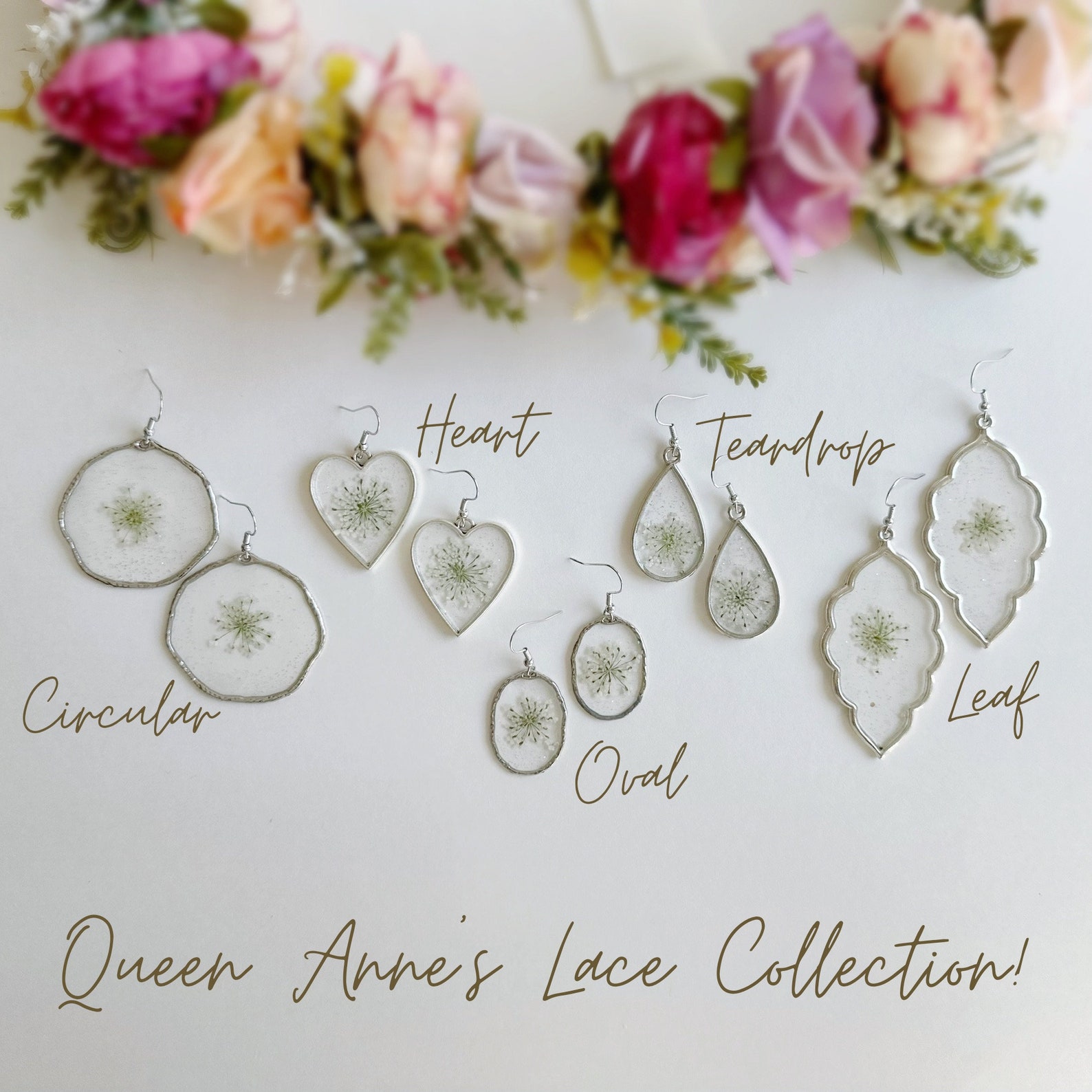 Queen Annes Lace Resin Earring Dried Flower Earring White Flower ...