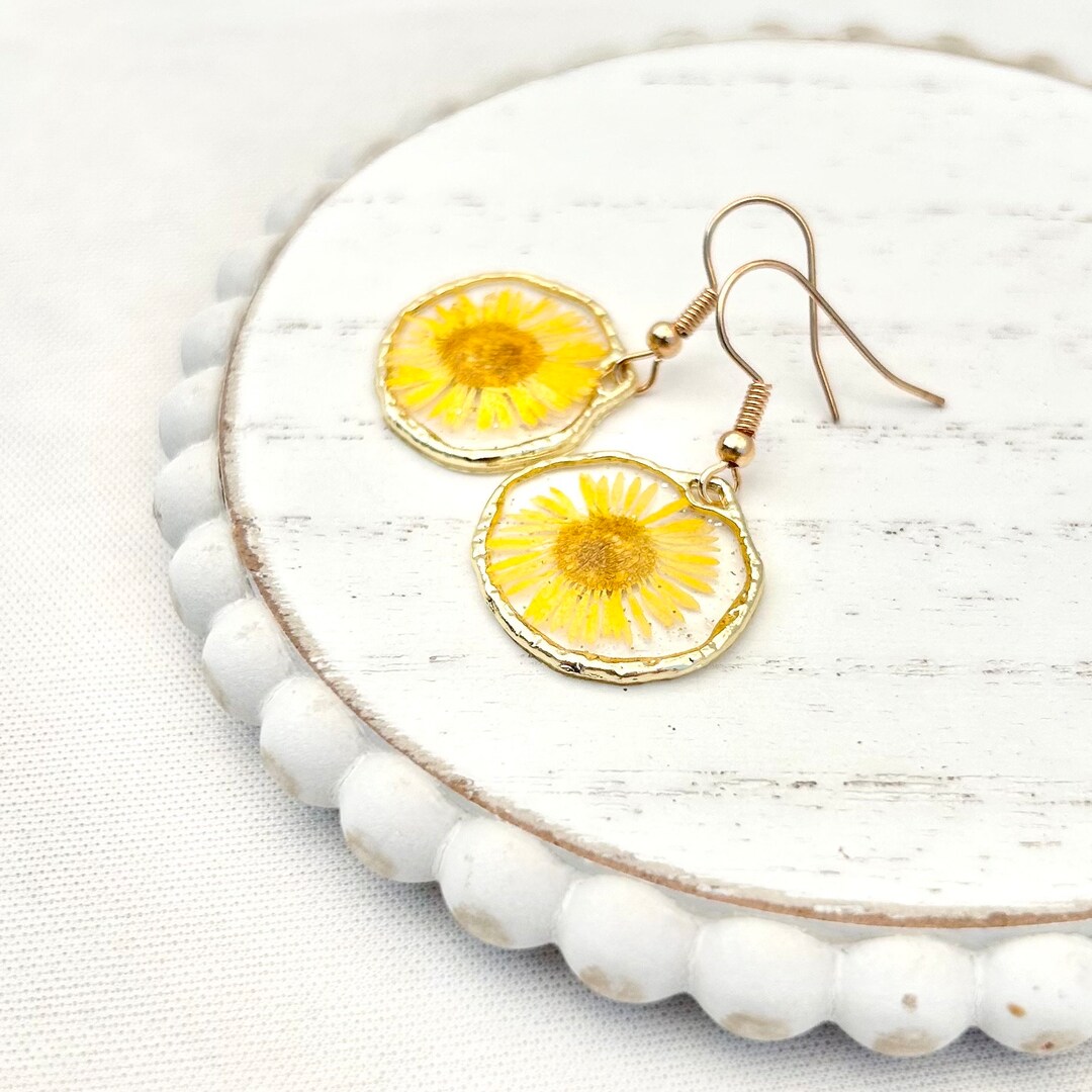 Dandelion Pressed Flower Resin Jewelry Earring Pressed Flower Earring ...