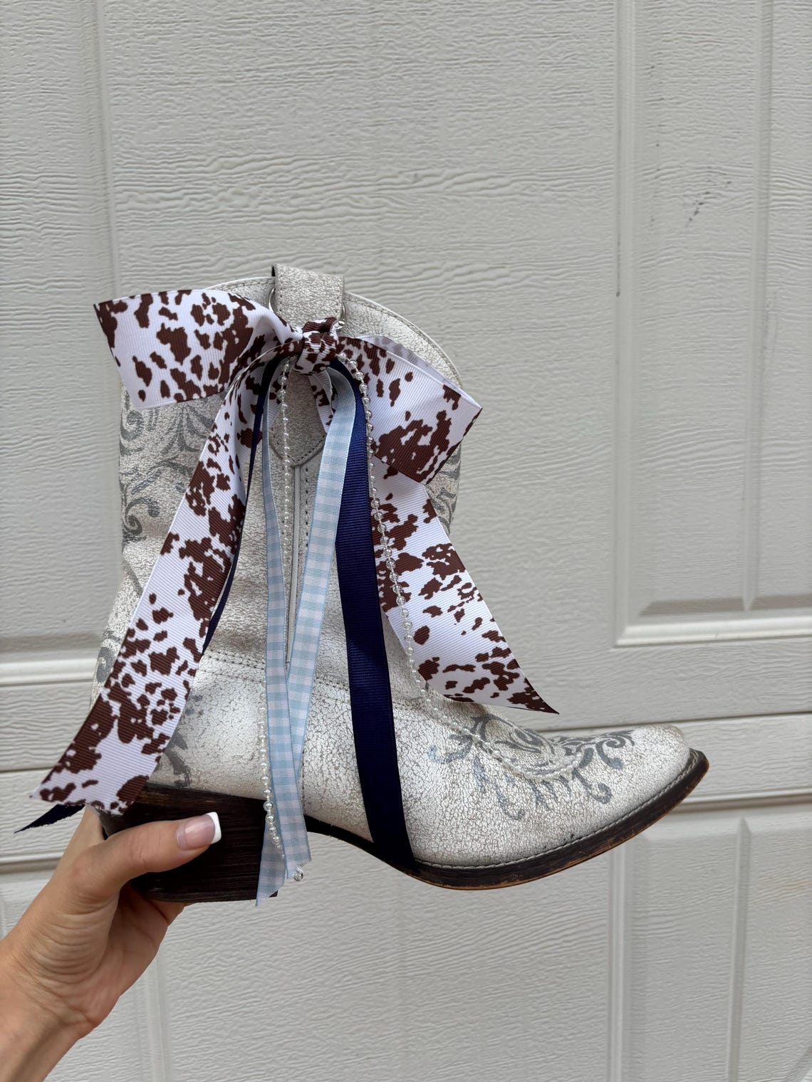 Boot Bow Set - Cowgirl Print + Blue - Country Concert Boot Accessory ...