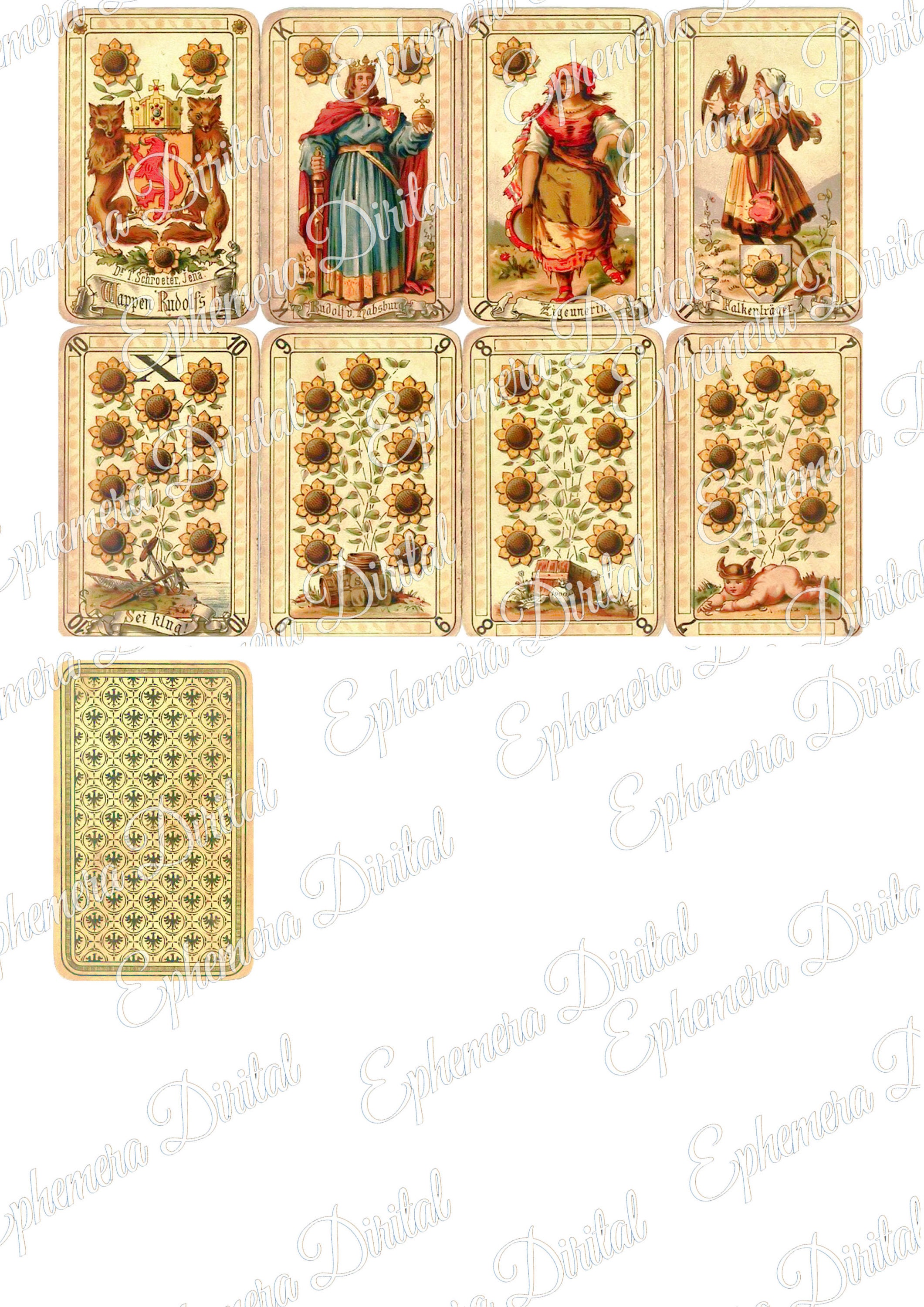 Printable Image Playing Cards 4 Collage Shits Plus Page With Backside ...
