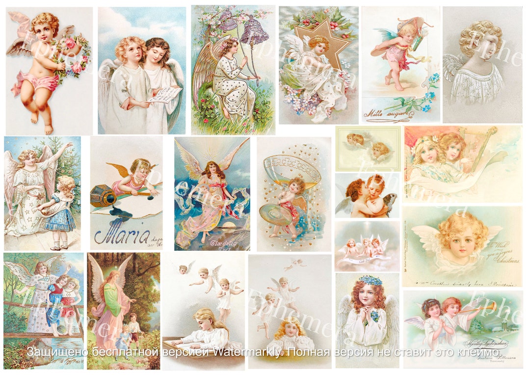 Printable Image, Vintage Angels, Collage Sheets A4 A3 Sepia, for ...
