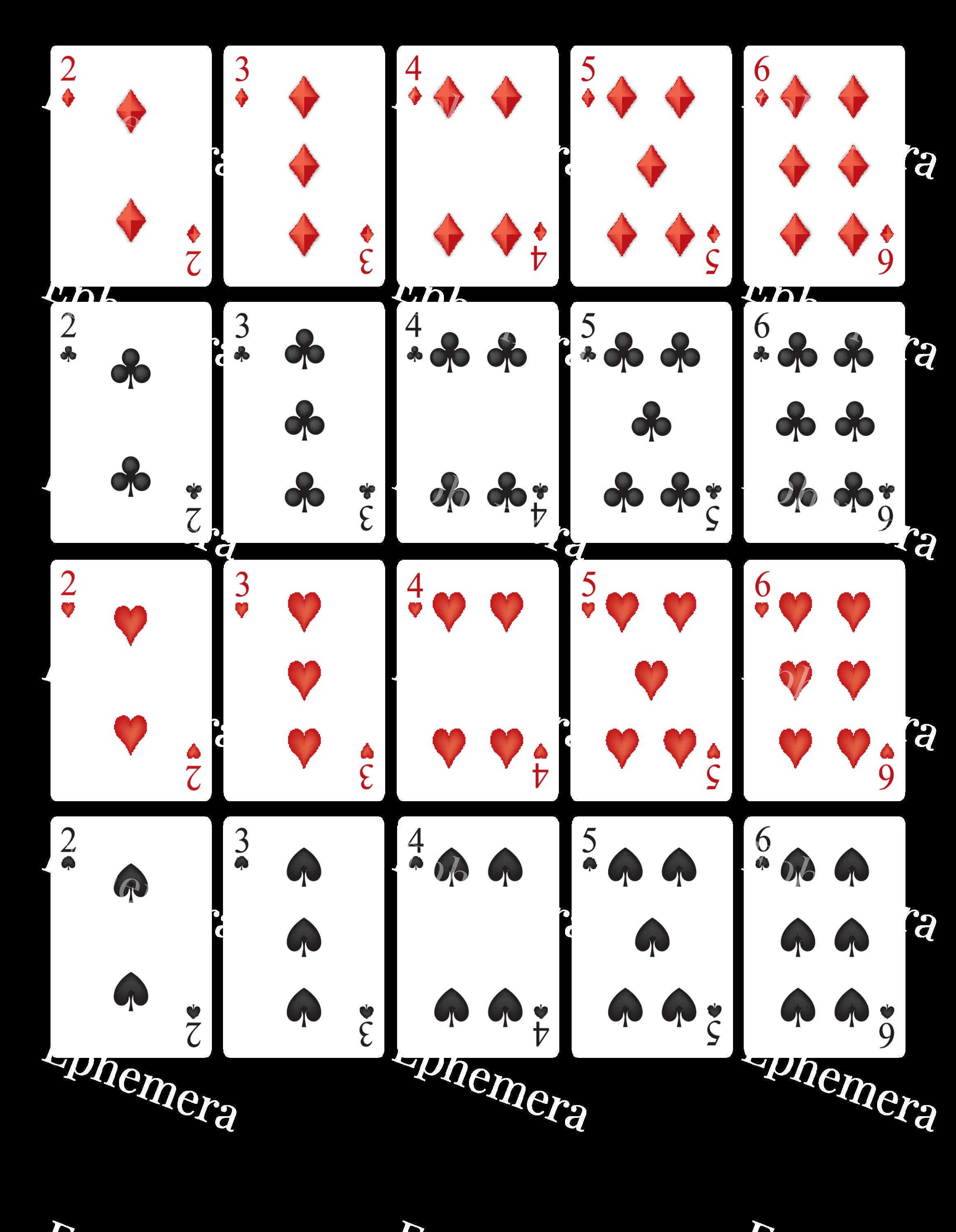 Printable Image Playing Cards 4 Collage Shits Plus Page With Backside ...