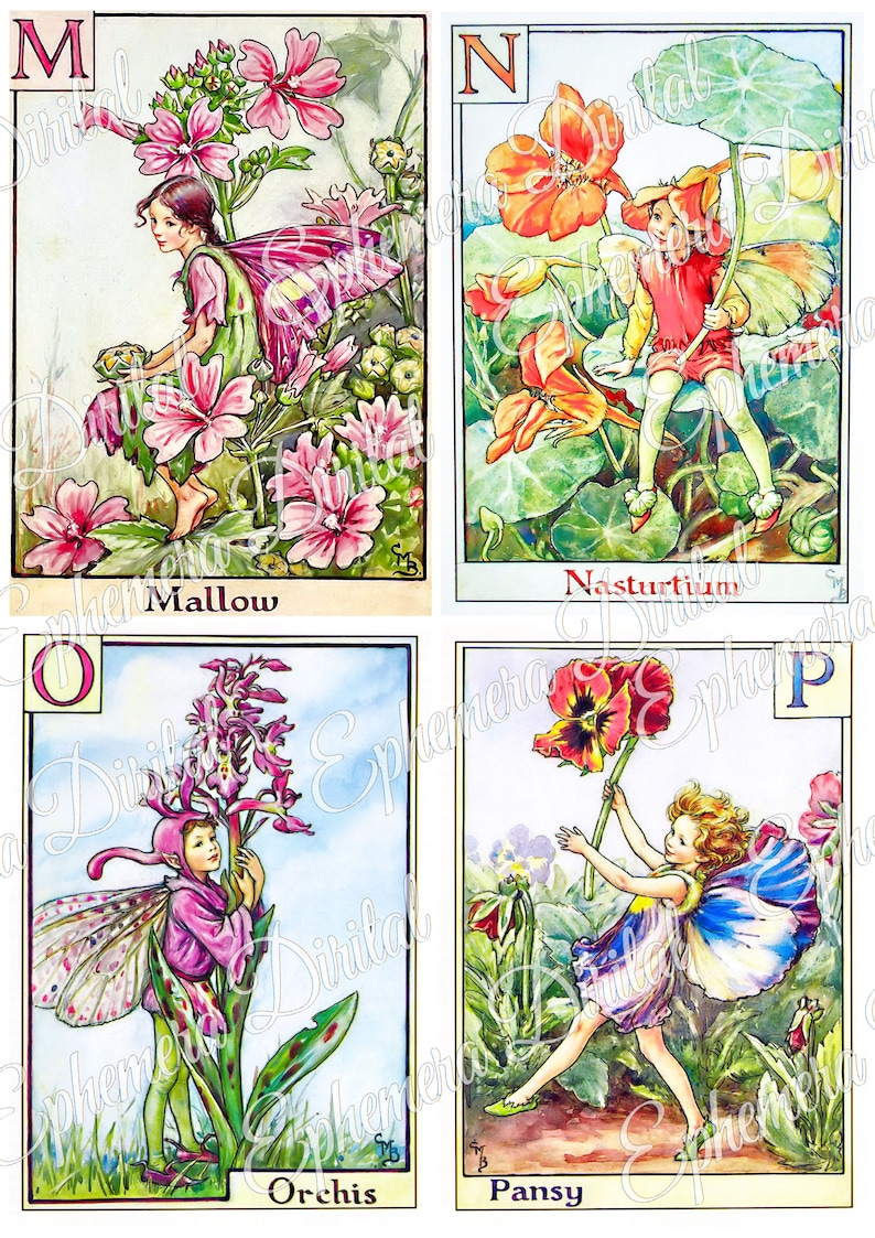 ABC Printable Cards Cicely Mary Barker Alphabet Flower Fairies 600 Dpi ...