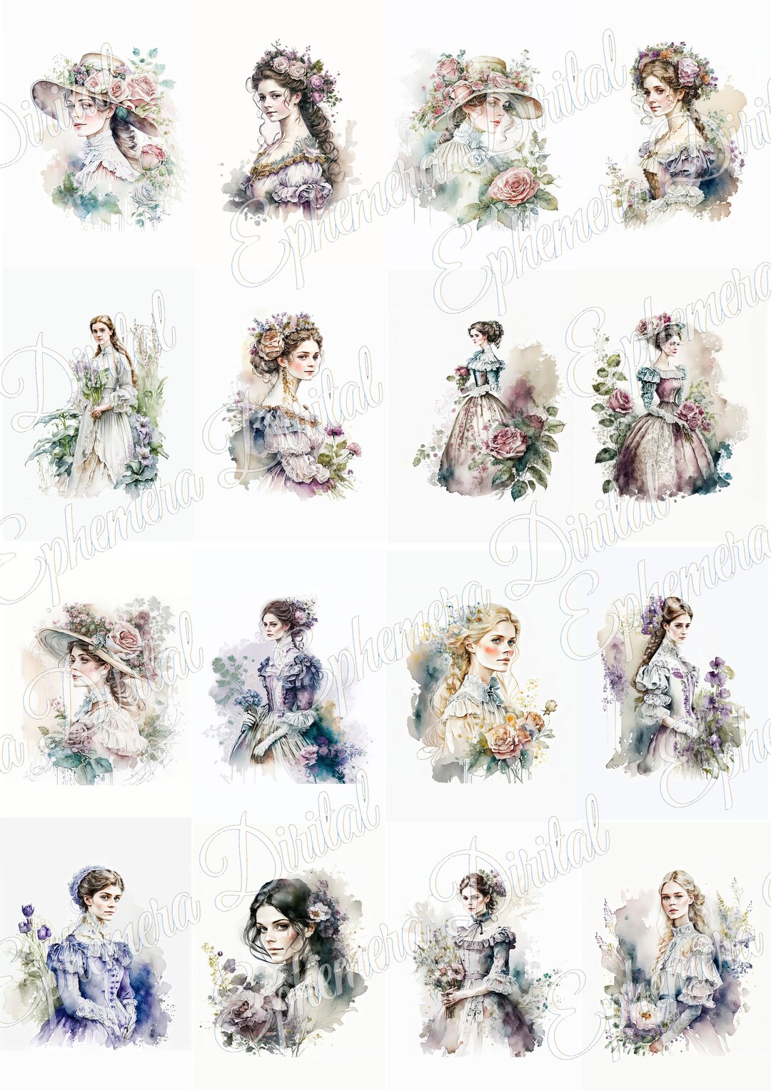16 Printable Images Victorian Ladies With Flowers Unique High ...
