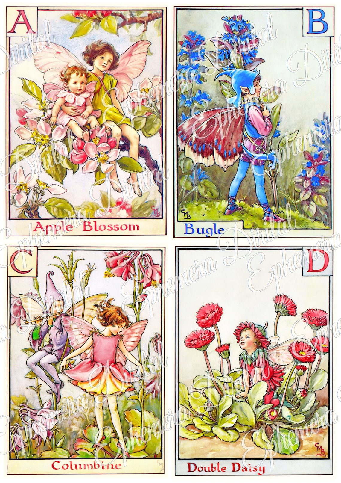ABC Printable Cards Cicely Mary Barker Alphabet Flower Fairies 600 Dpi ...
