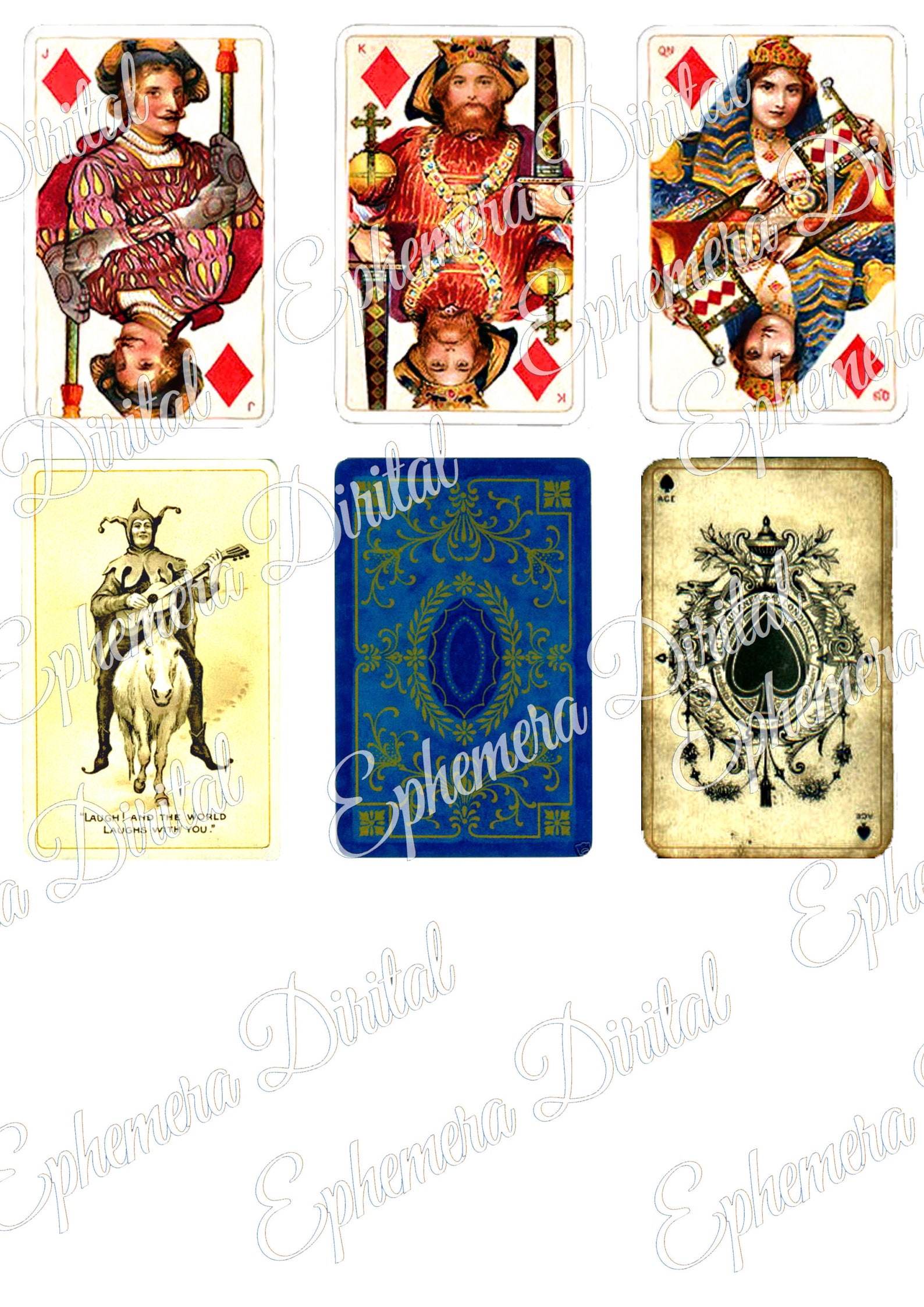 Printable Image 2 Collage Sheets Playing Cards Germany - Etsy