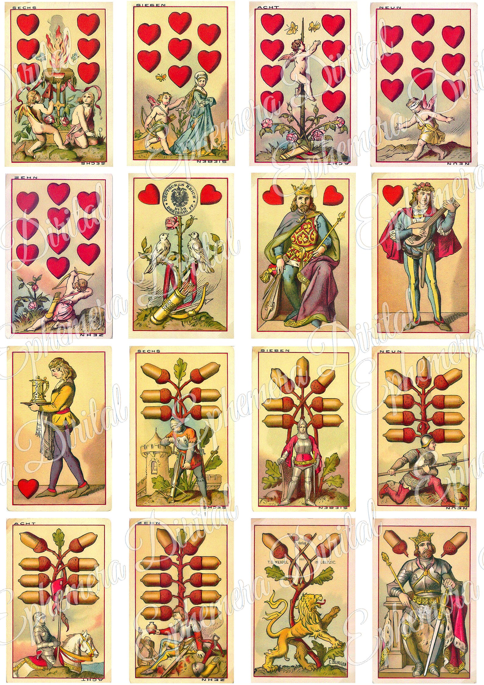 Printable Image, Vintage Playing Cards, Wezel&naumann Germany 1885 ...
