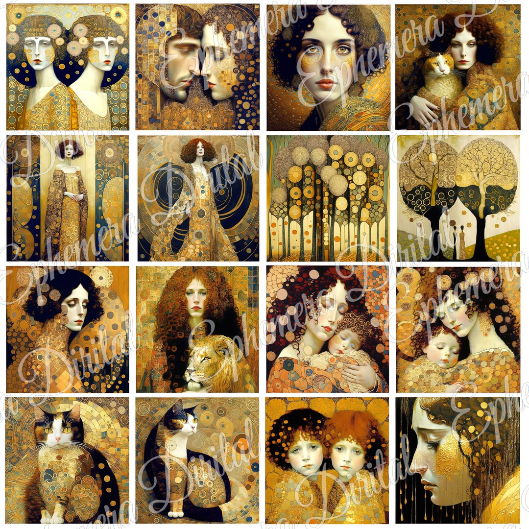 16 Printable Images Gallery Set Unique Exclusive Gustav Klimt Inspired ...