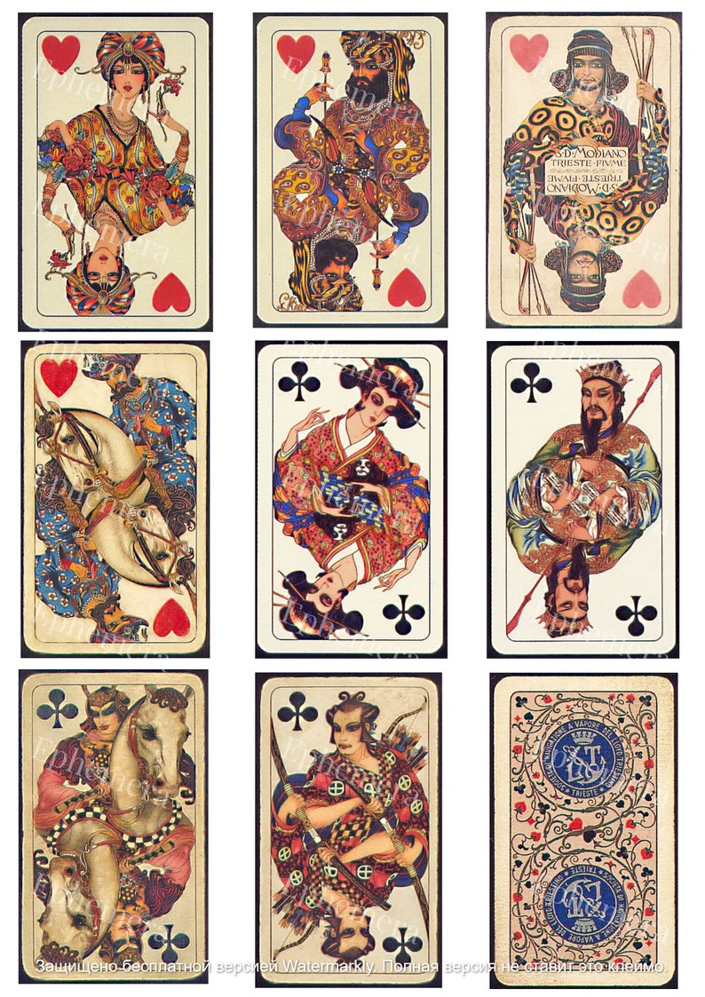 Printable Image, Vintage Italian Playing Cards 1910, Rare, Collage ...