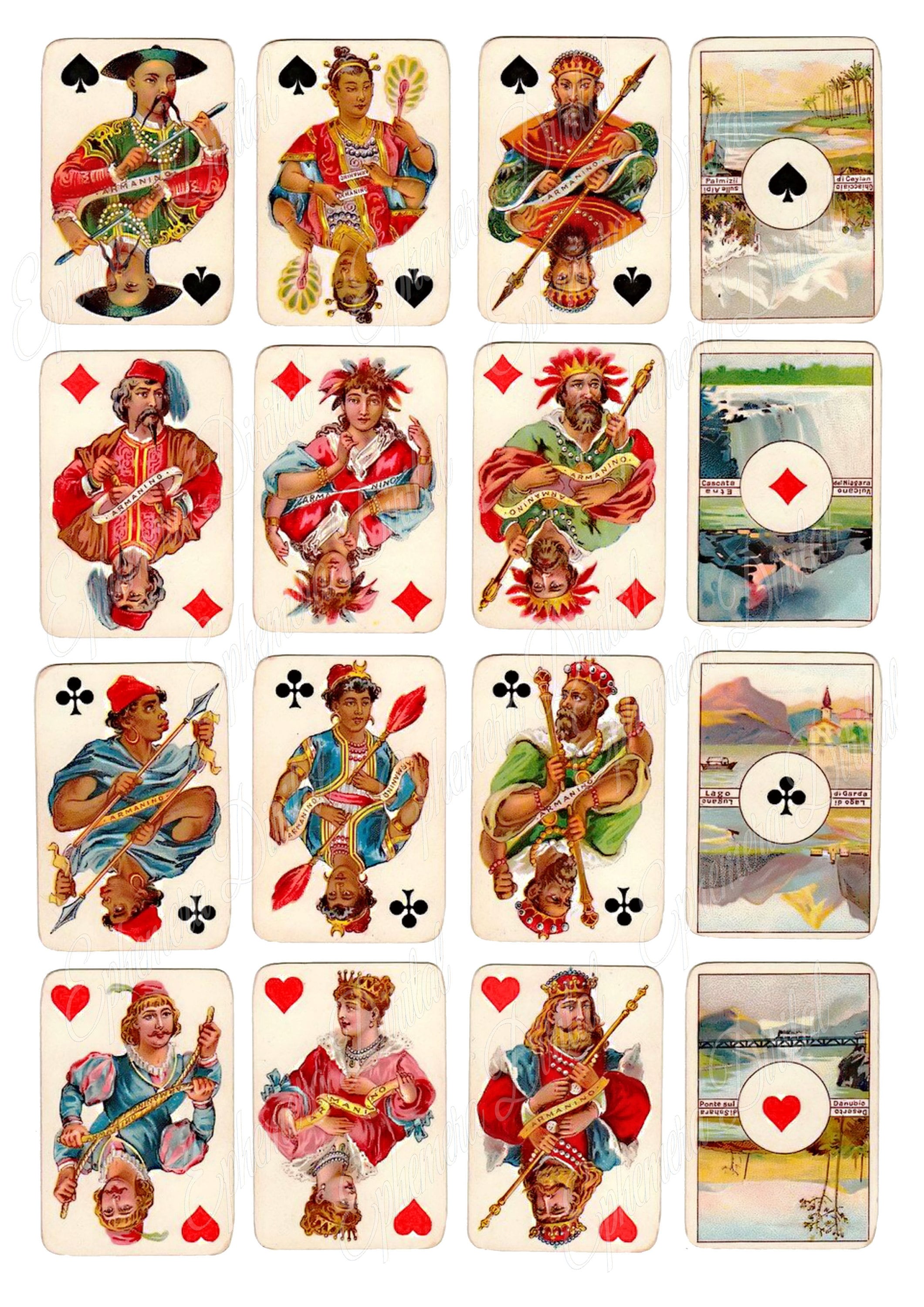 Printable Image, Vintage Playing Cards Bernhard Dondorf, for Fratelli ...