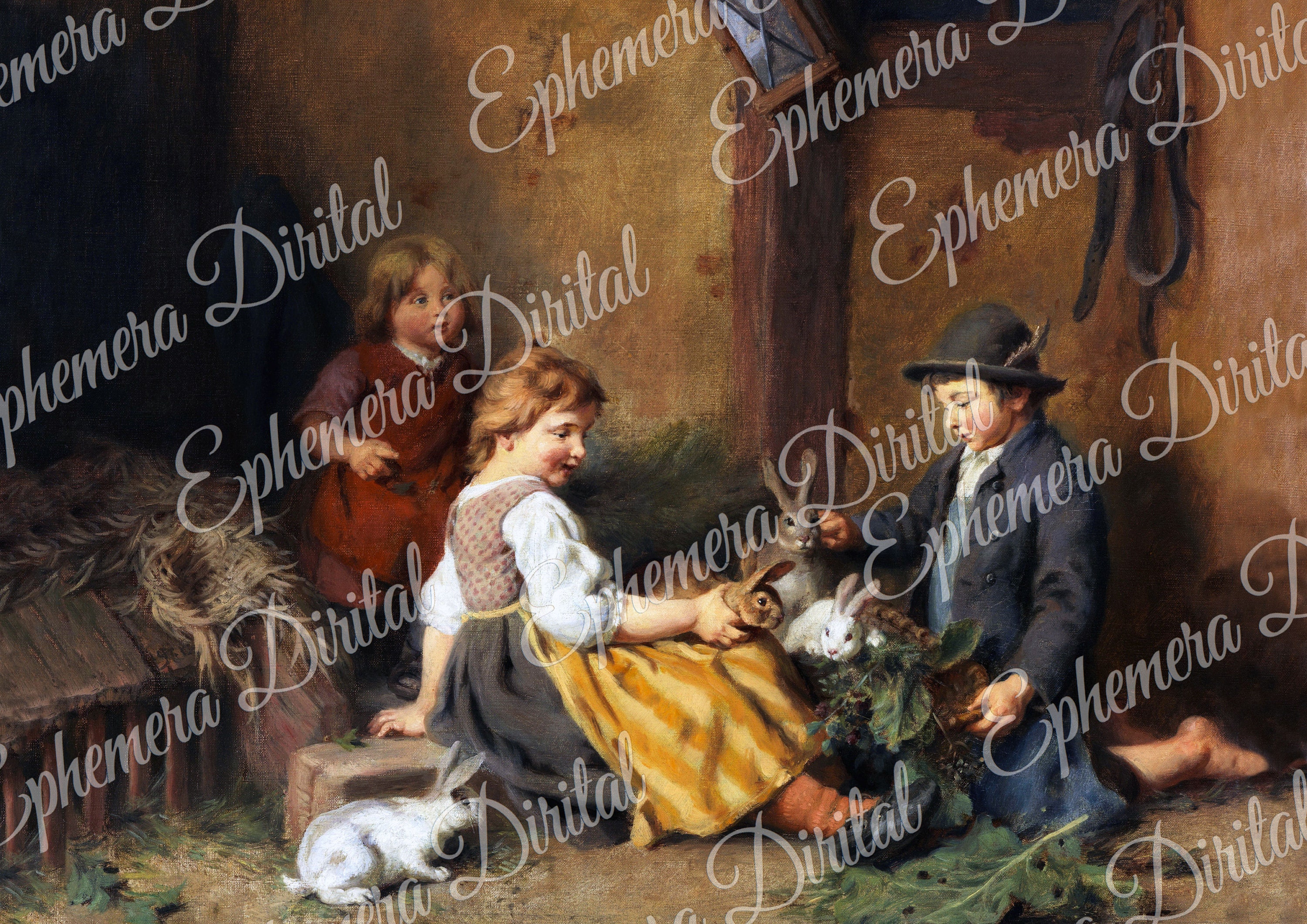 Printable Image From Original Oil Painting From 1870 Children Playing ...