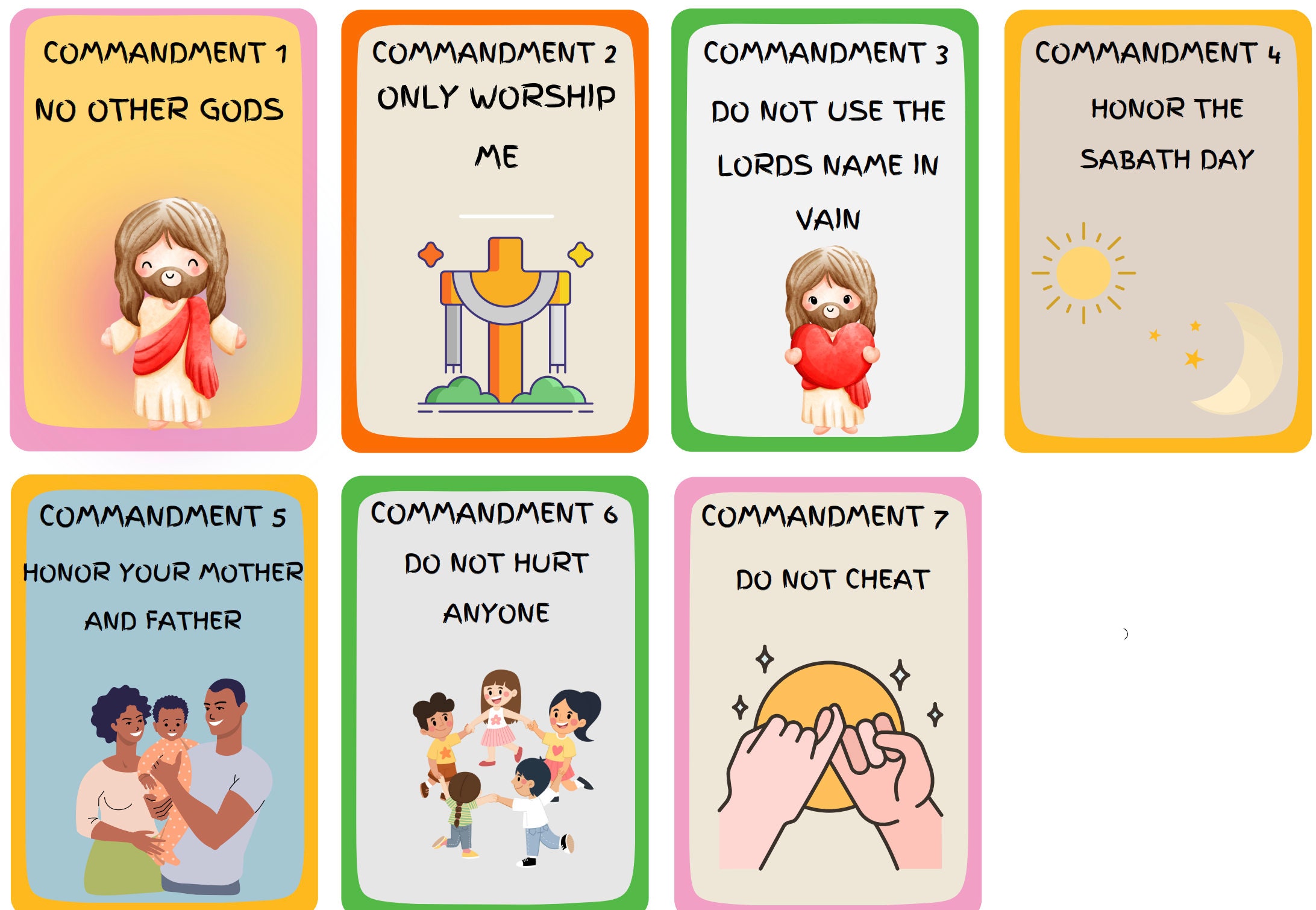 Childrens Flashcard 10 Commandments - Etsy