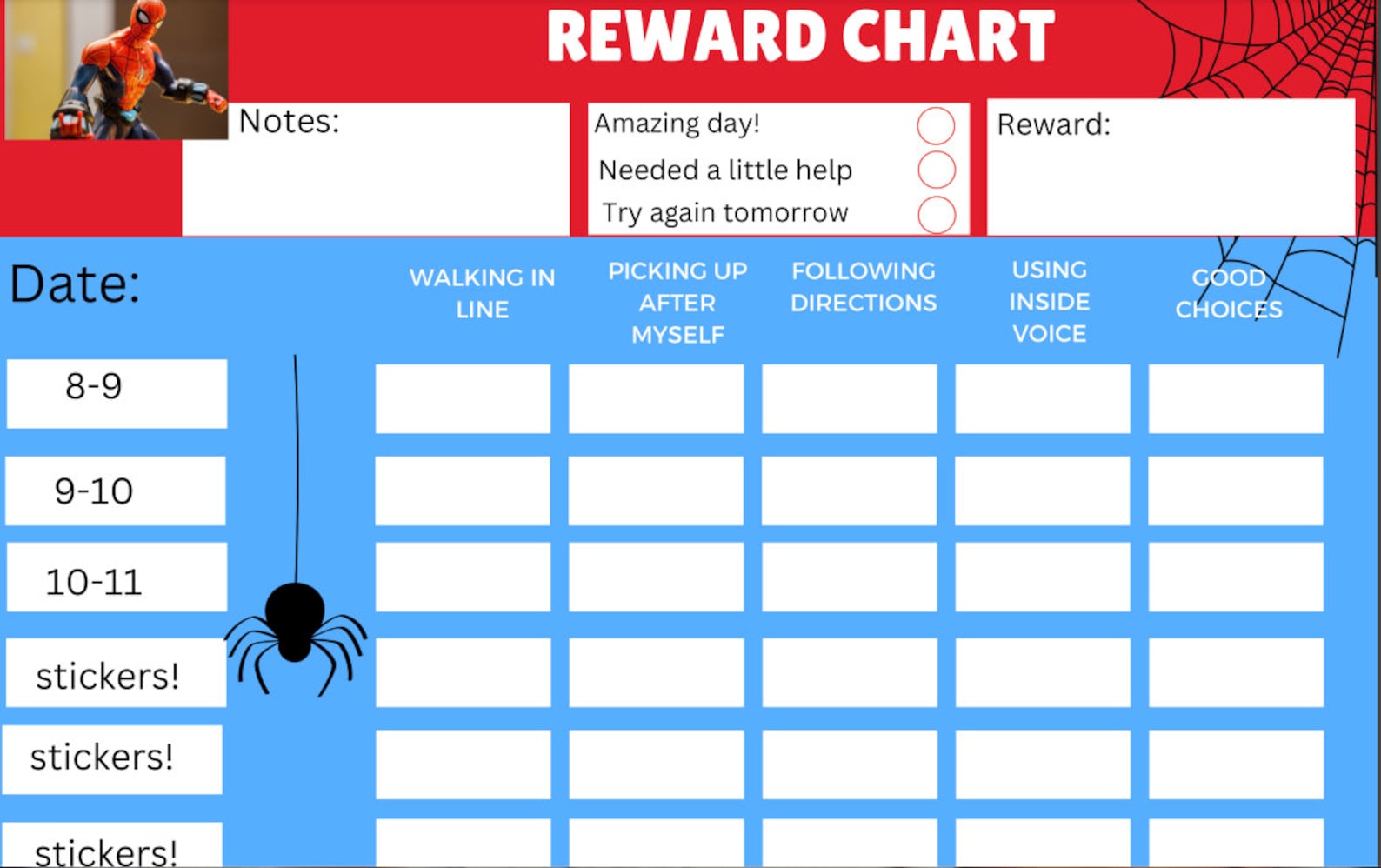 spiderman-reward-chart-for-school-and-home-etsy