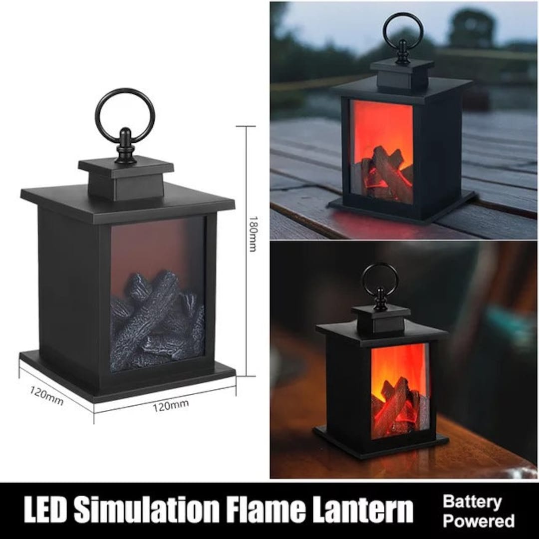 LED Flame Lantern Lamps Simulation Fireplace Lanterns - Etsy