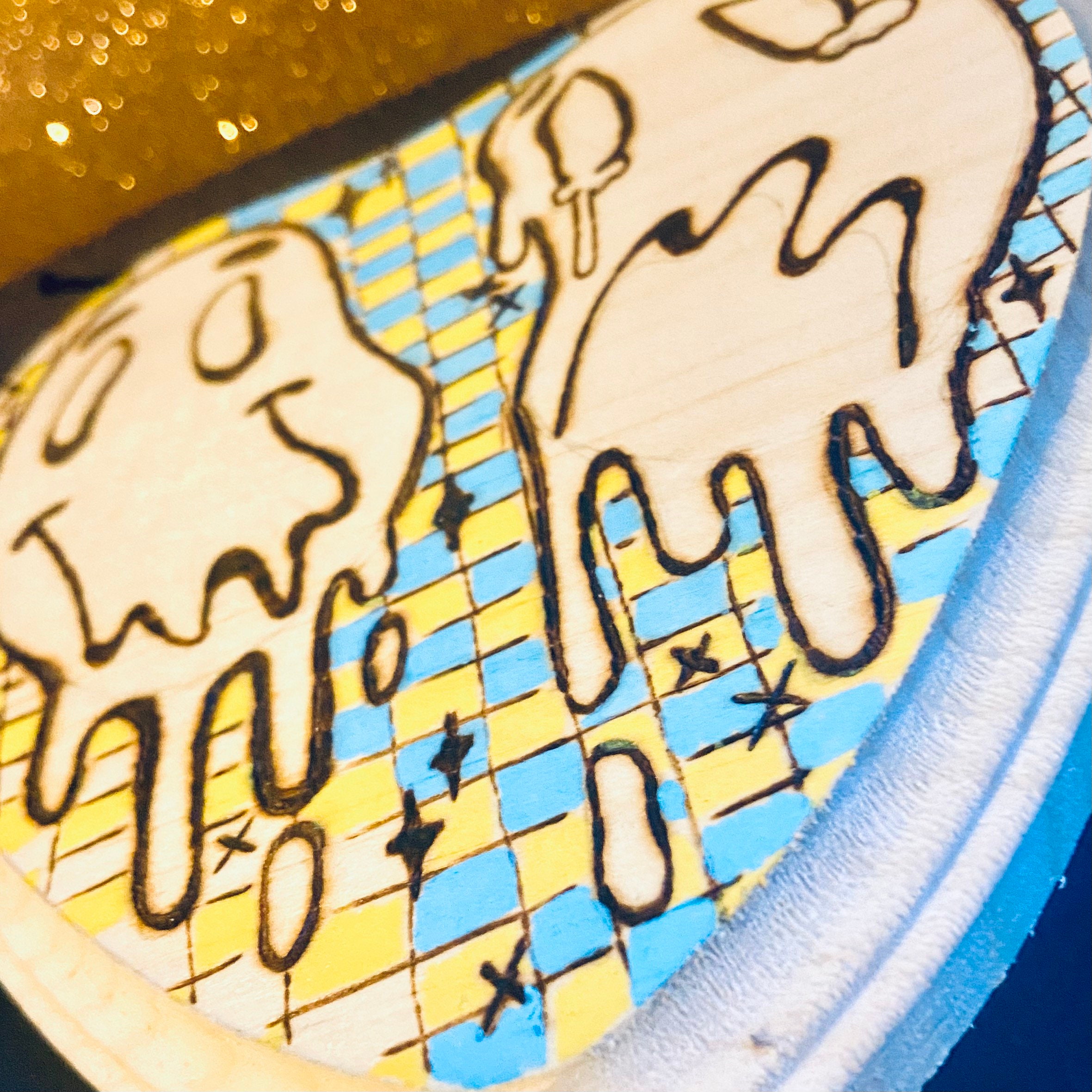 Drippy Happy and Sad Face Pyrography Wall Hanging Art Trippy ...
