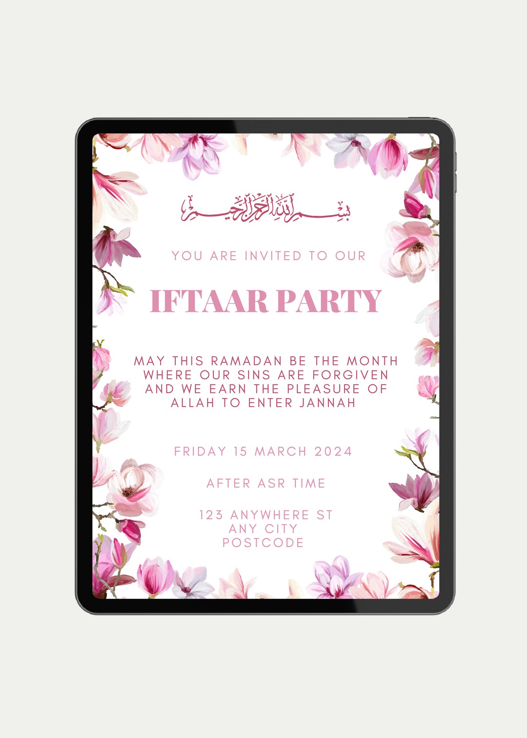 Floral Iftaar Party Ramadan Invitation Template - Etsy