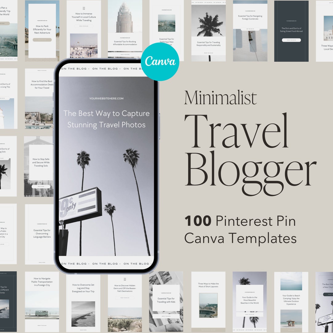 100 Travel Pinterest Pin Canva Templates, Canva Pinterest Templates ...