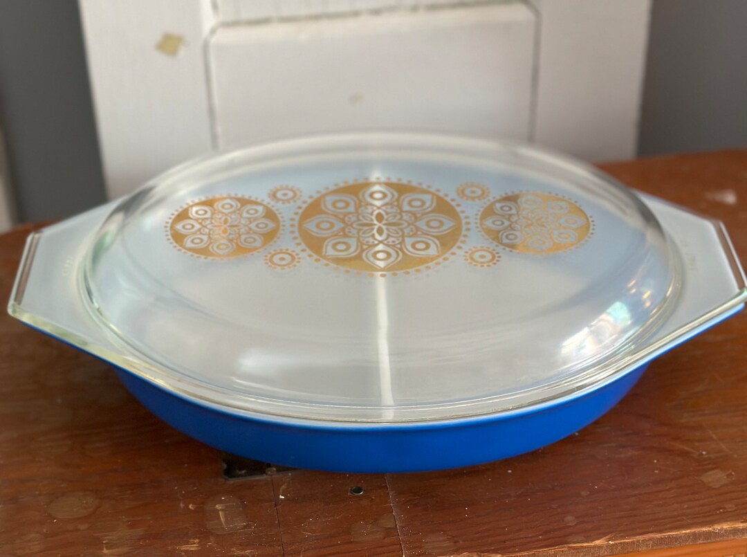 Vintage 1960's Royal Blue Pyrex Glass Oval Divided Dish - Etsy