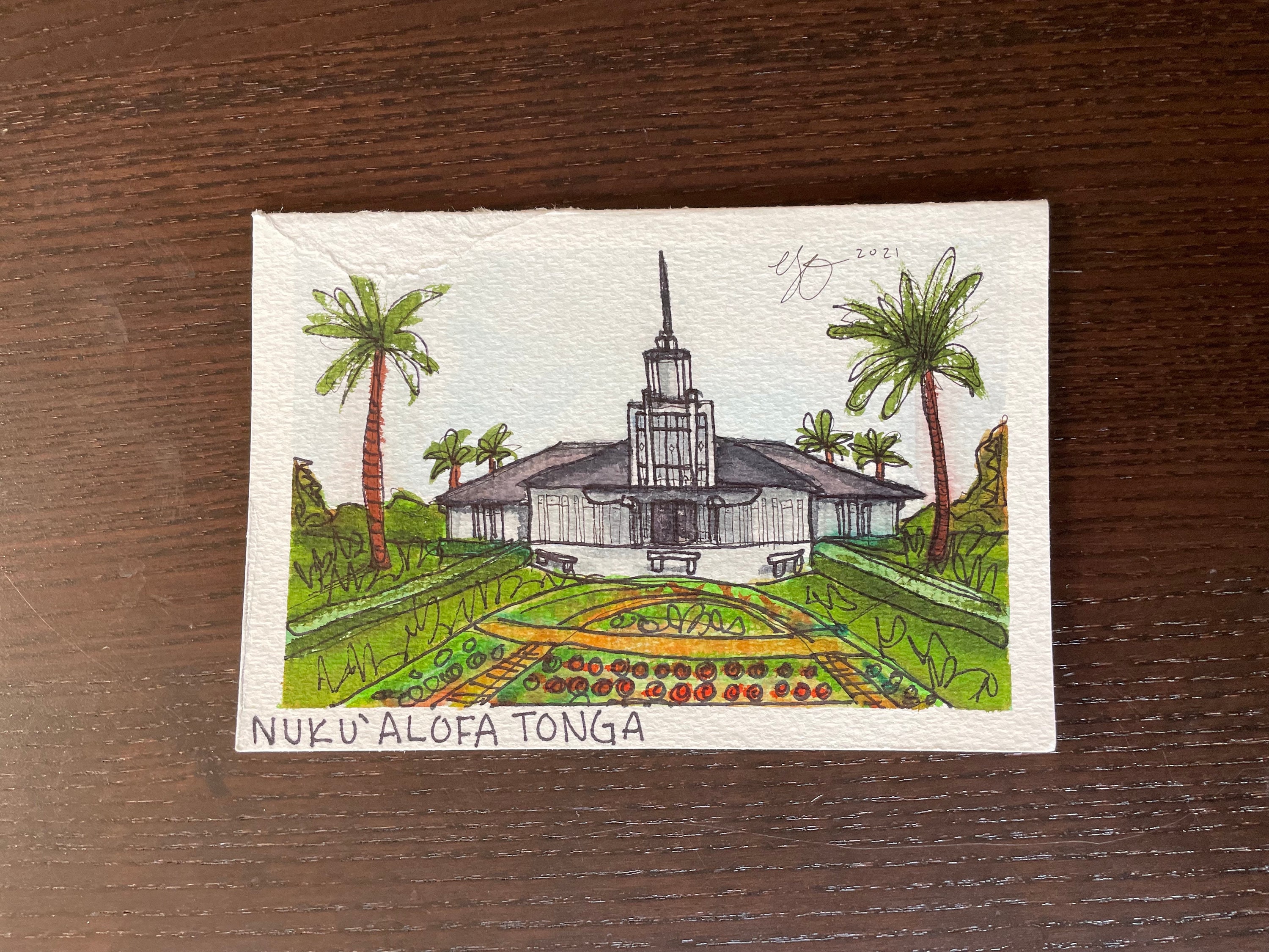 Nuku Alofa, Tonga Temple Watercolor Greeting Card - Etsy
