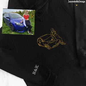 Custom Car Portrait Embroidered Hoodie, Personalized Embroidered Car ...
