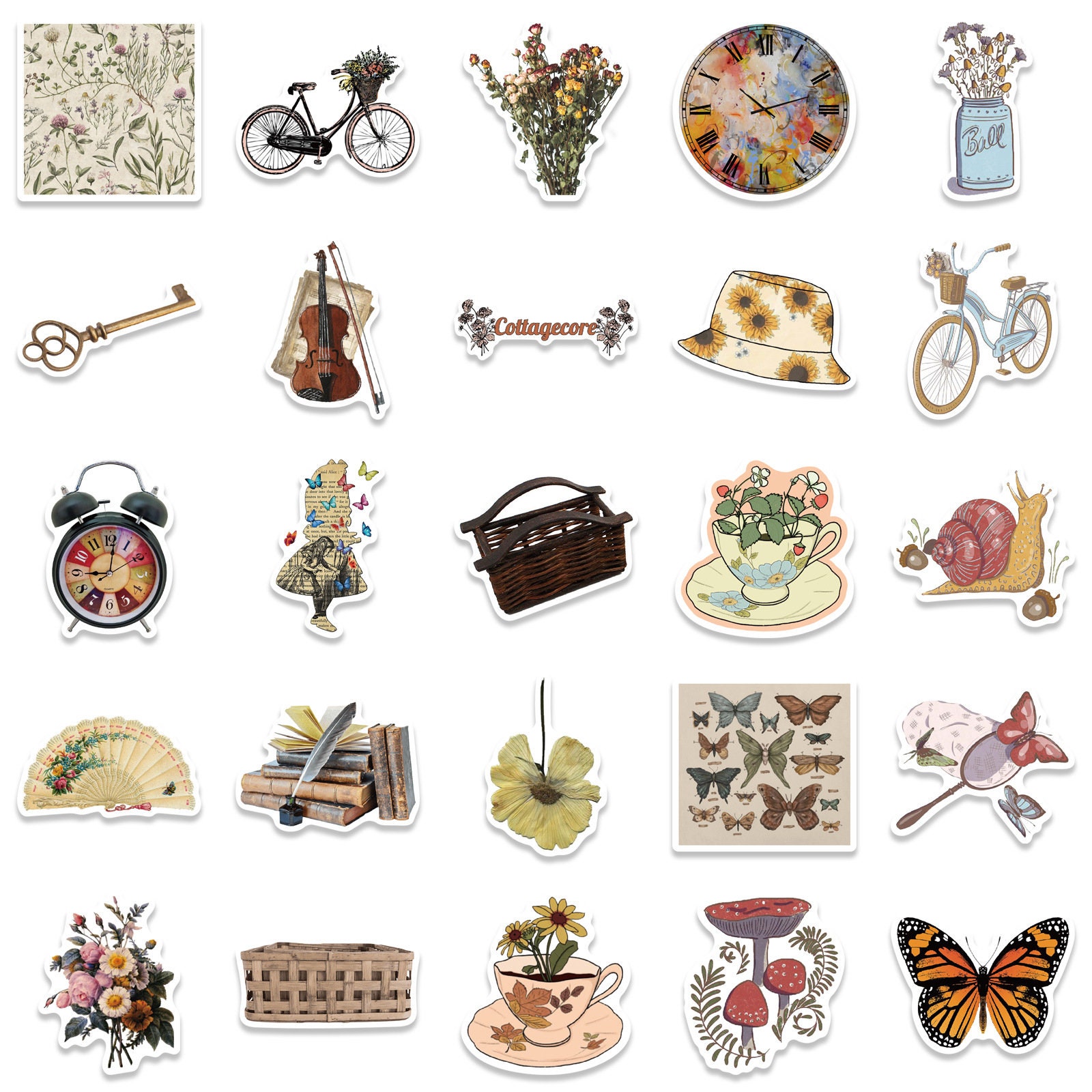 RETRO COTTAGECORE Vintage Random Stickers Pack Aesthetic - Etsy