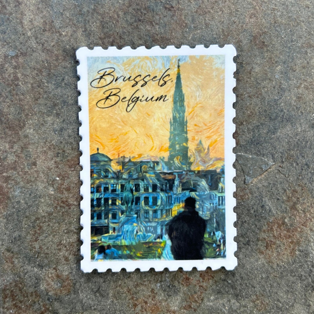 Brussels Belgium Stamp | Waterproof Vinyl Sticker | Stickers for Water ...