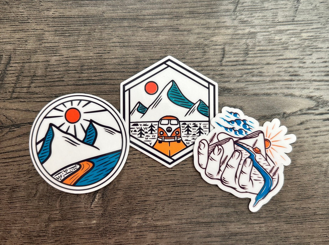 Waterproof Vinyl Sticker Simple Landscape Stickers for Water Bottles ...