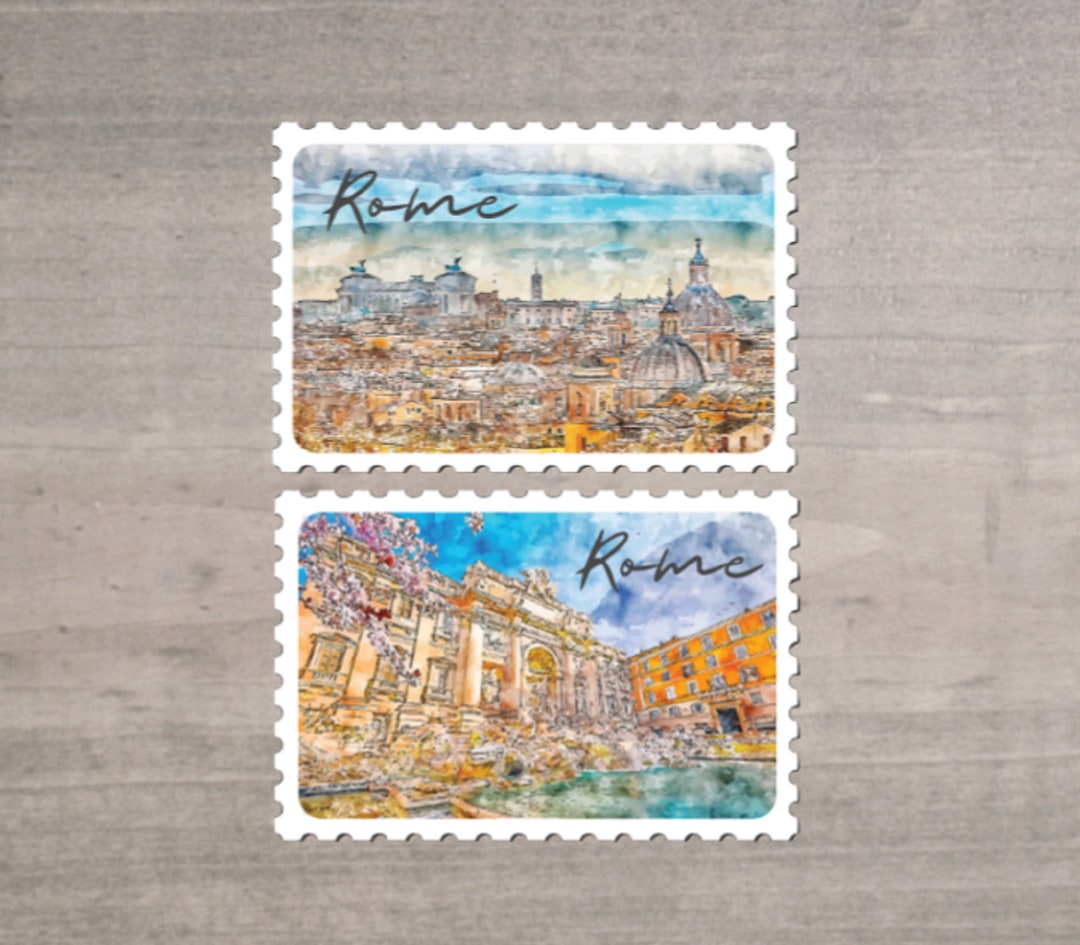 Waterproof Vinyl Sticker | Rome, Italy Stamps | Stickers for Water ...