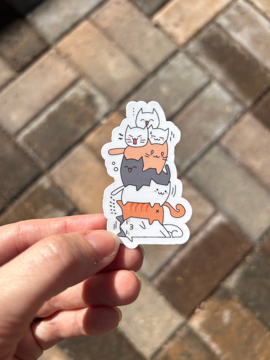 Waterproof Vinyl Sticker Stack of Cats Stickers for Water Bottles, Cars ...