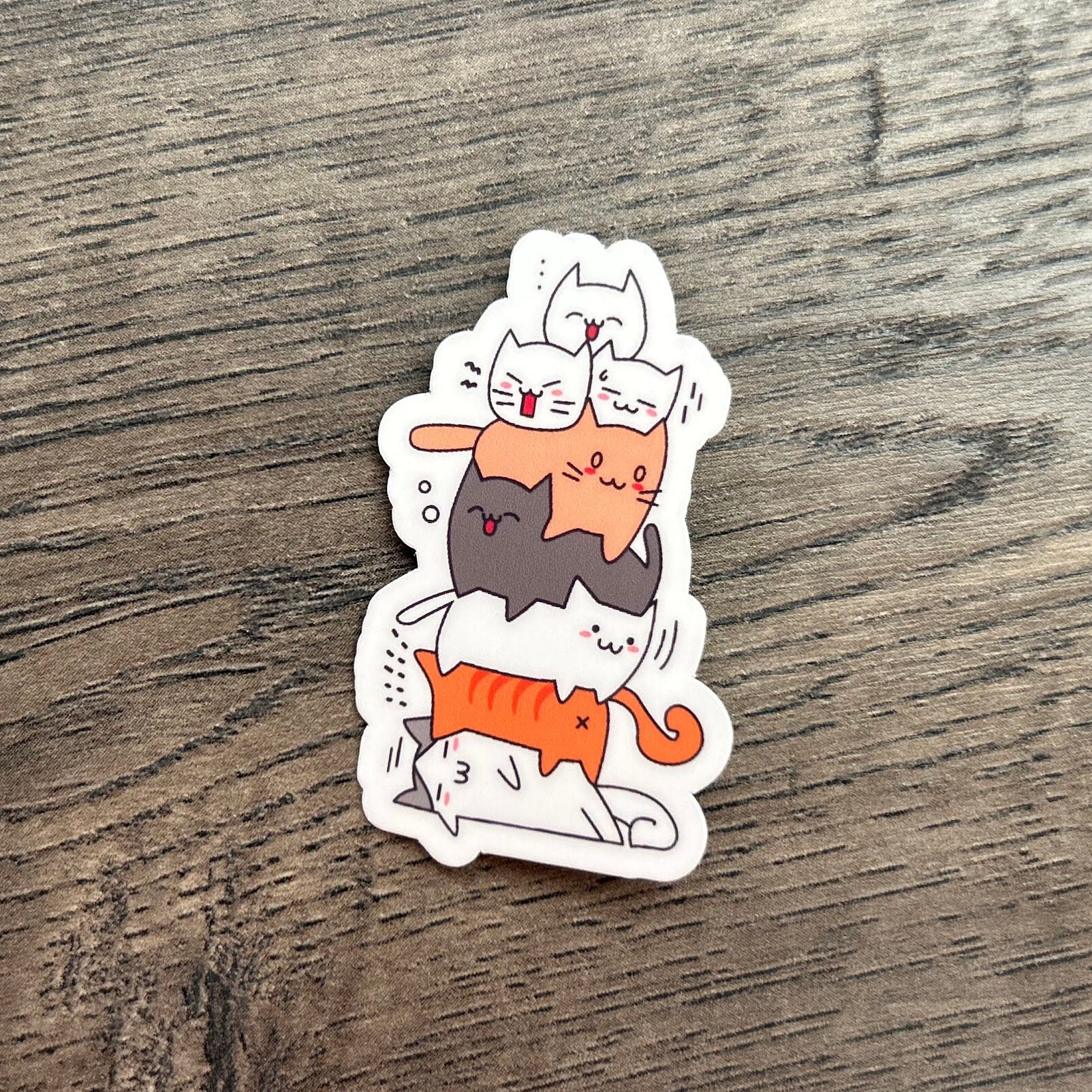 Waterproof Vinyl Sticker Stack of Cats Stickers for Water Bottles, Cars ...