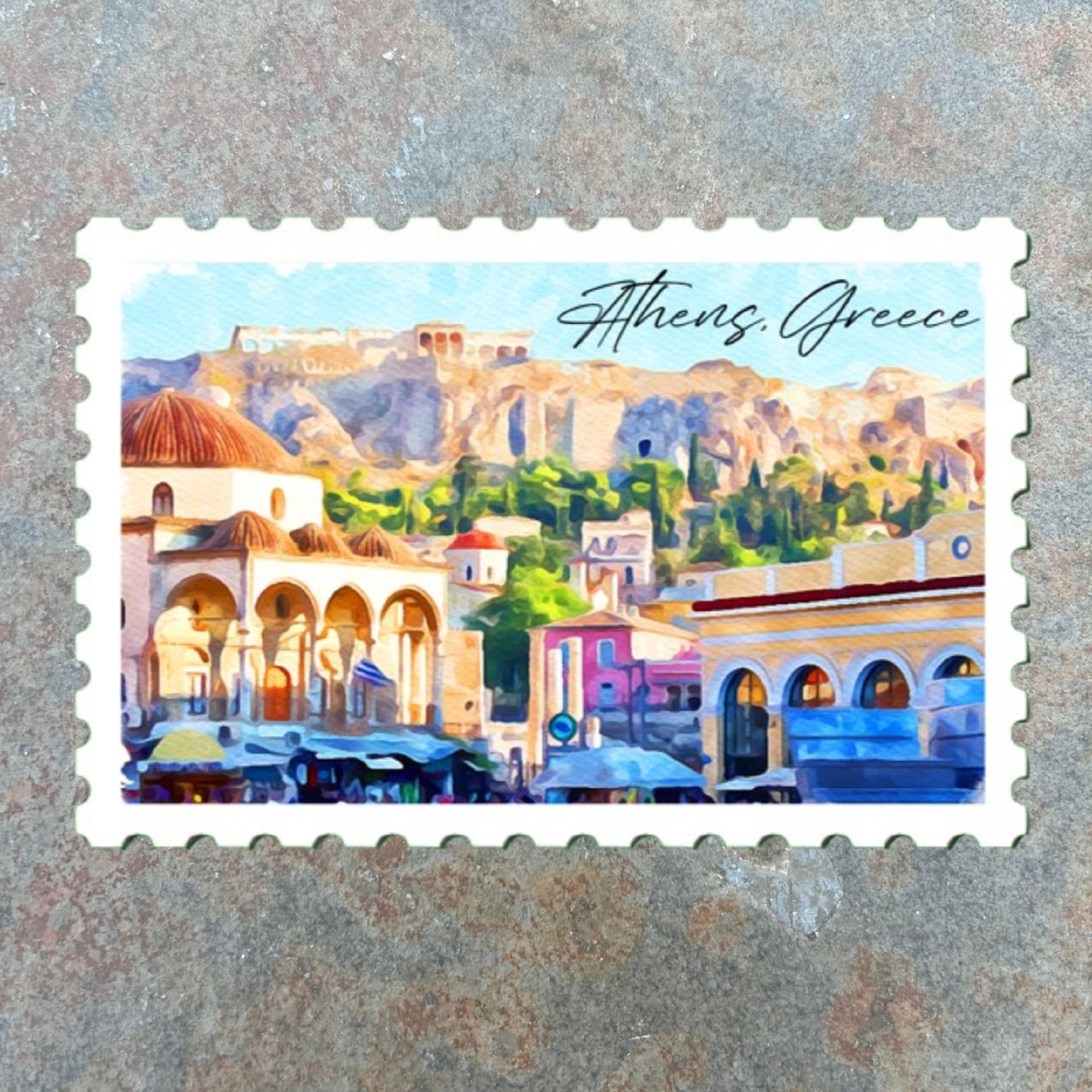 Athens Greece Stamp Sticker, Waterproof Vinyl Decal - Etsy