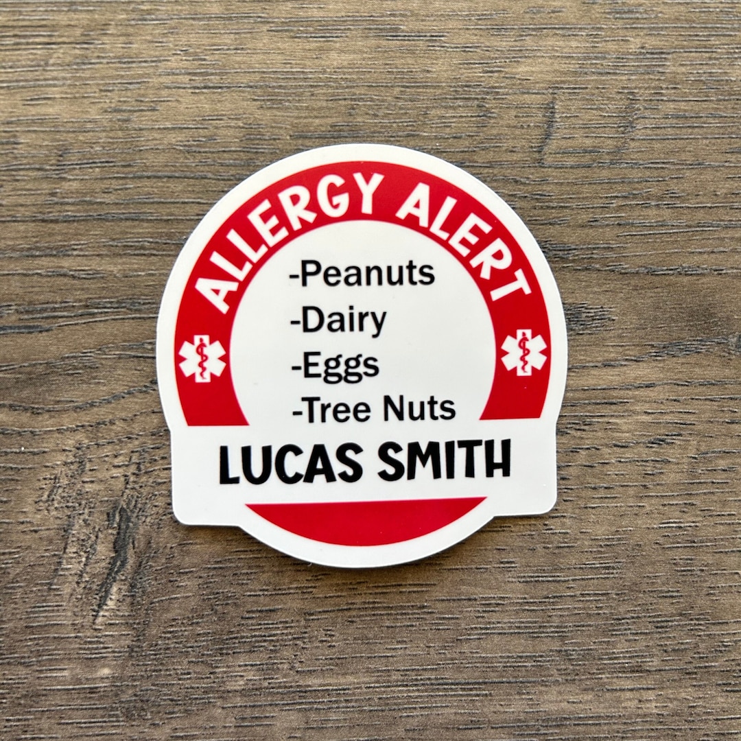 Allergy Alert Customizable 6 Sticker Bundle Waterproof Water - Etsy
