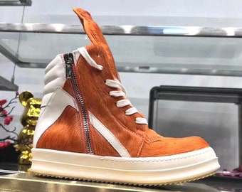 High Quality Rick Owens Inspired Blue Fuzzy Custom Sneakers - Etsy