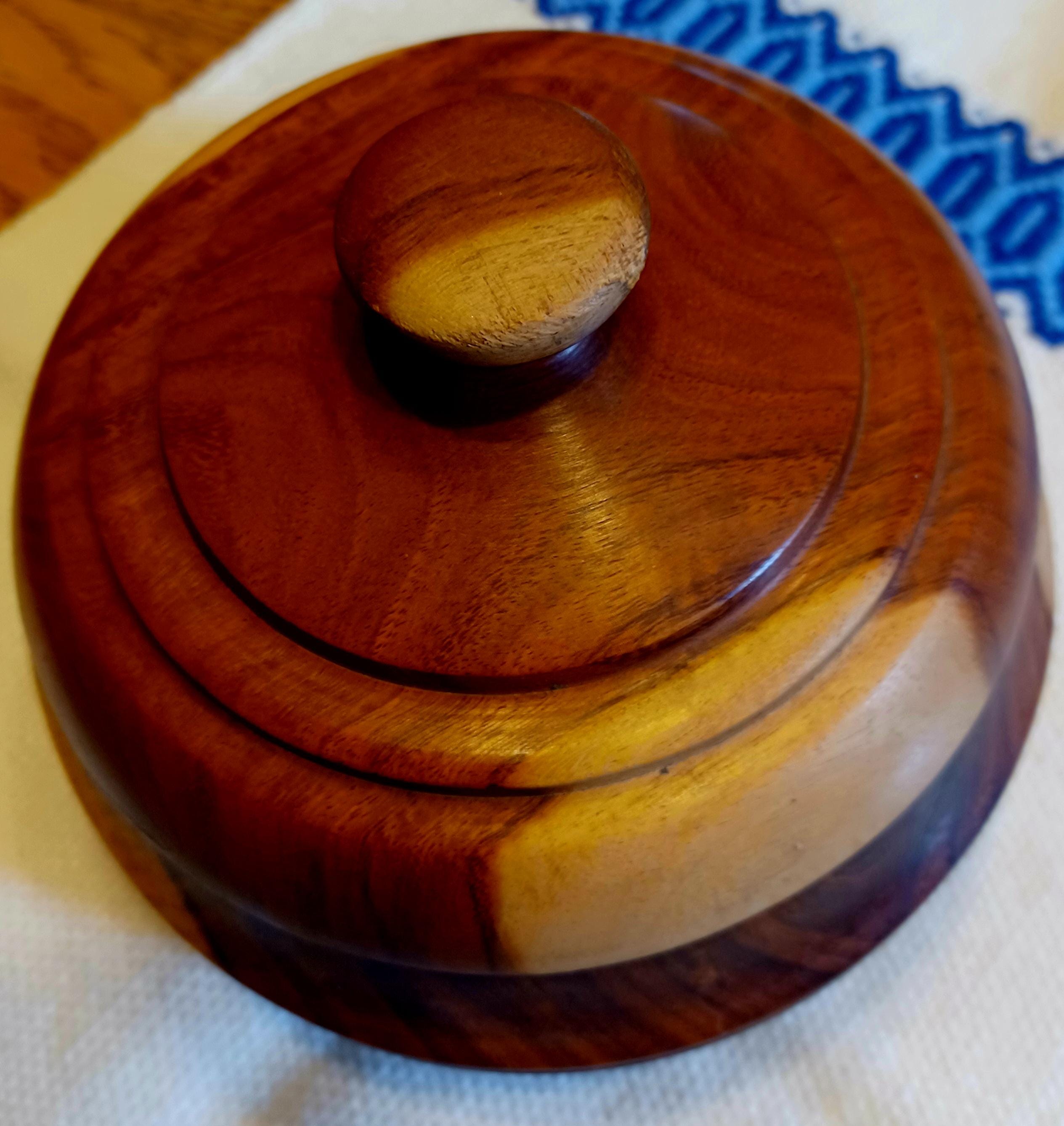 Vintage Turned Wood Lidded Round Box, Walnut or Mahogany but Not Sure ...