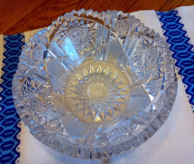 Vintage Cut-glass Bowl With Exquisite Design, "american Brilliant ...