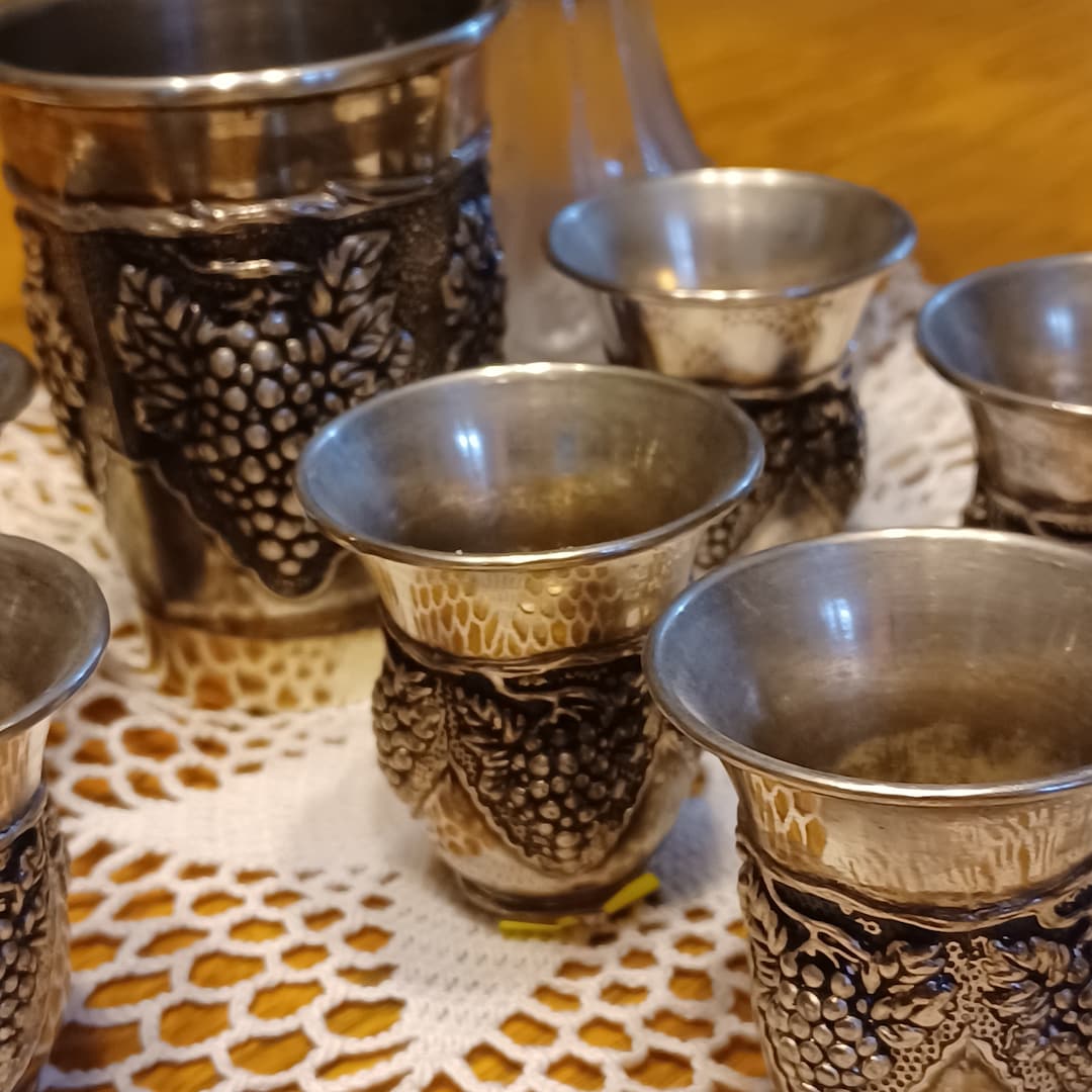 Vintage Embossed Kiddush Cup Set: Silver Plated Grape Vine Cups - Etsy