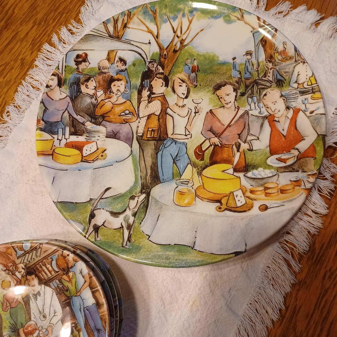 Vintage Brunelli Italian Appetizer Plates and Platter: Outdoor Party ...