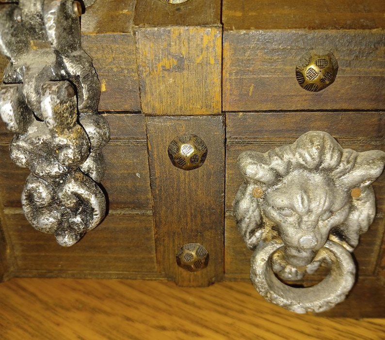 Vintage Pirate Treasure Chest With Lion Heads (9.5" X 7.5" X 5") - Etsy