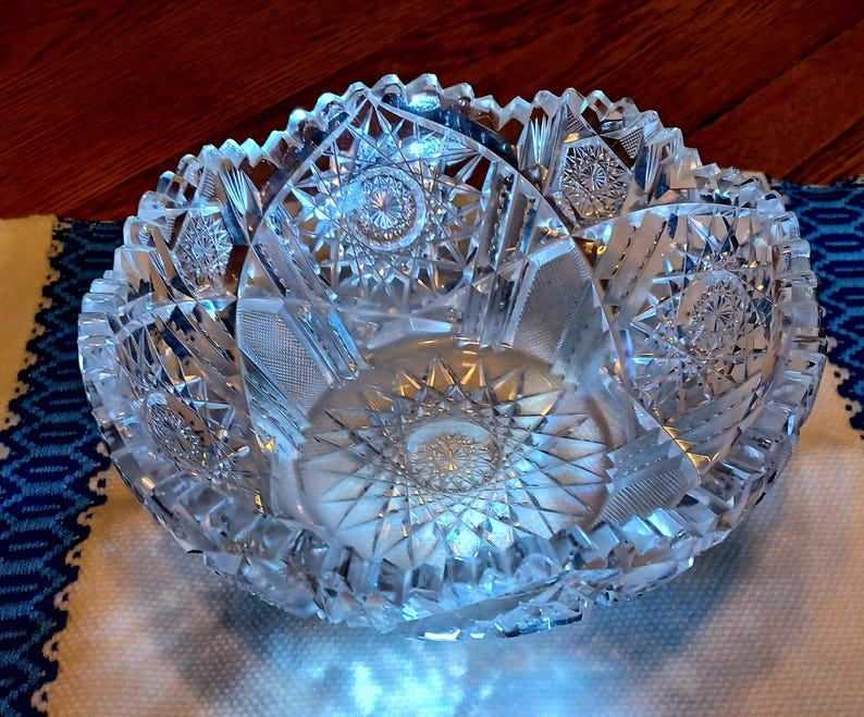 Vintage Cut-glass Bowl With Exquisite Design, "american Brilliant ...