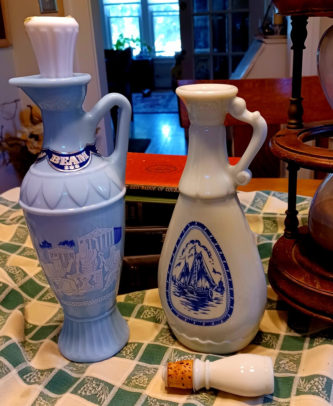 Two Collectable Decanters, One Wedgewood Blue Featuring Greek ...
