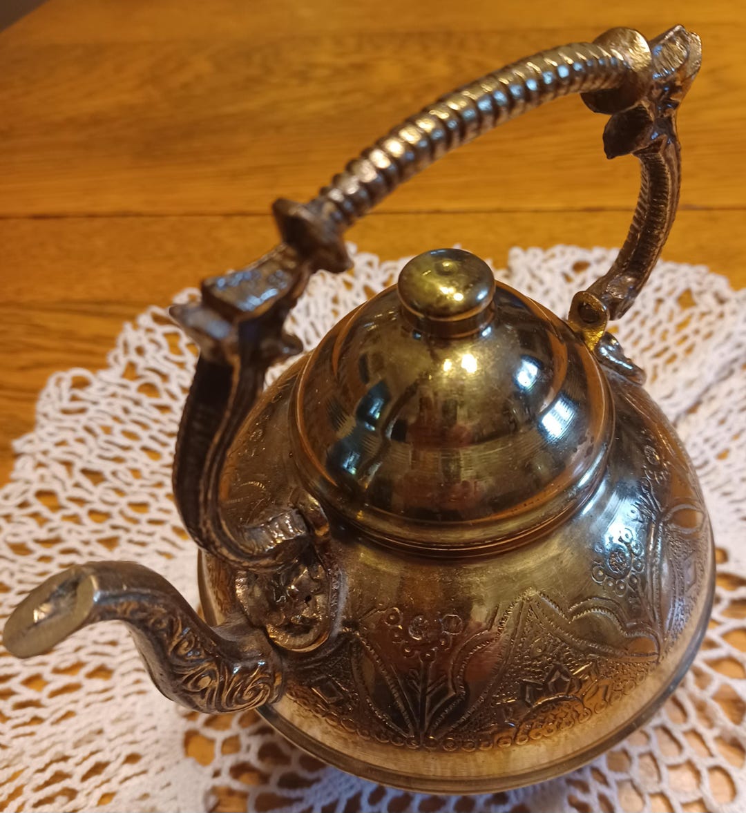 Ornate Brass Footed Kettle With Jerusalem Skyline and the Word ...