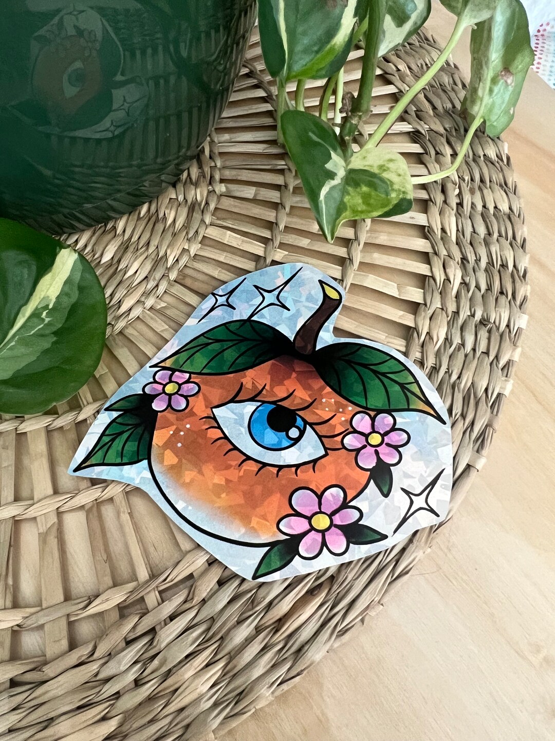 Trippy Orange Holographic Sticker - Etsy